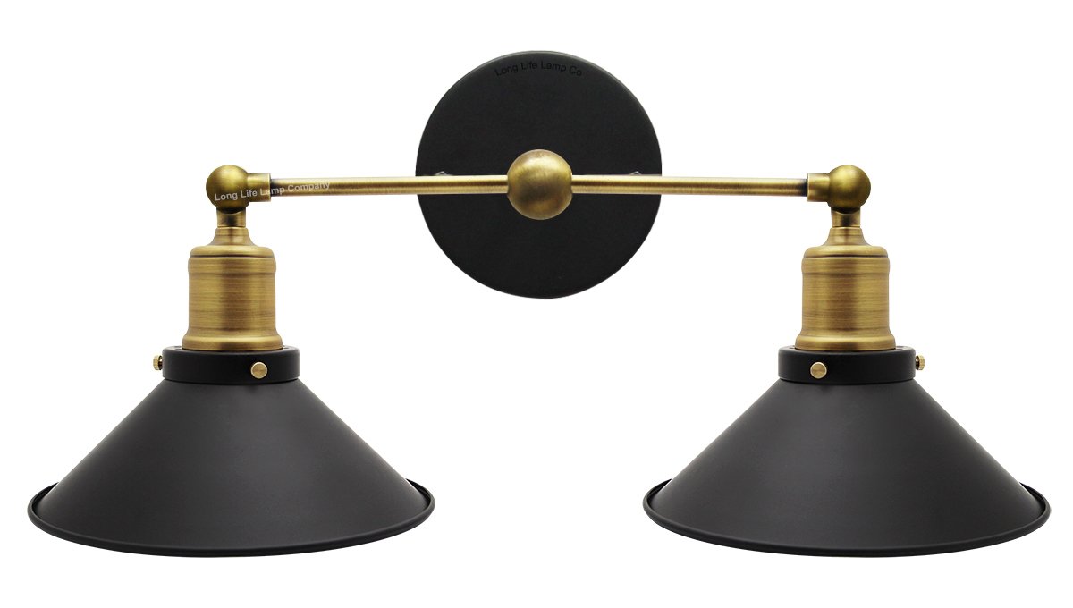 Modern Vintage Industrial Adjustable Double Black Scone Wall Light Lamp ...
