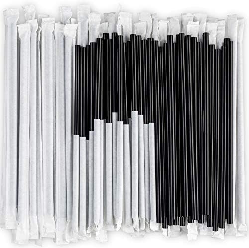 DuraHome Black Plastic Straws Individually Wrapped 1000 Pack - 8 inch ...