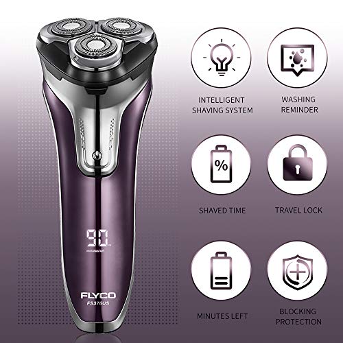 FLYCO Electric Razor for Men, Cordless USB Rechargeable, 100% Waterproof, Wet and Dry, 3 Heads ...