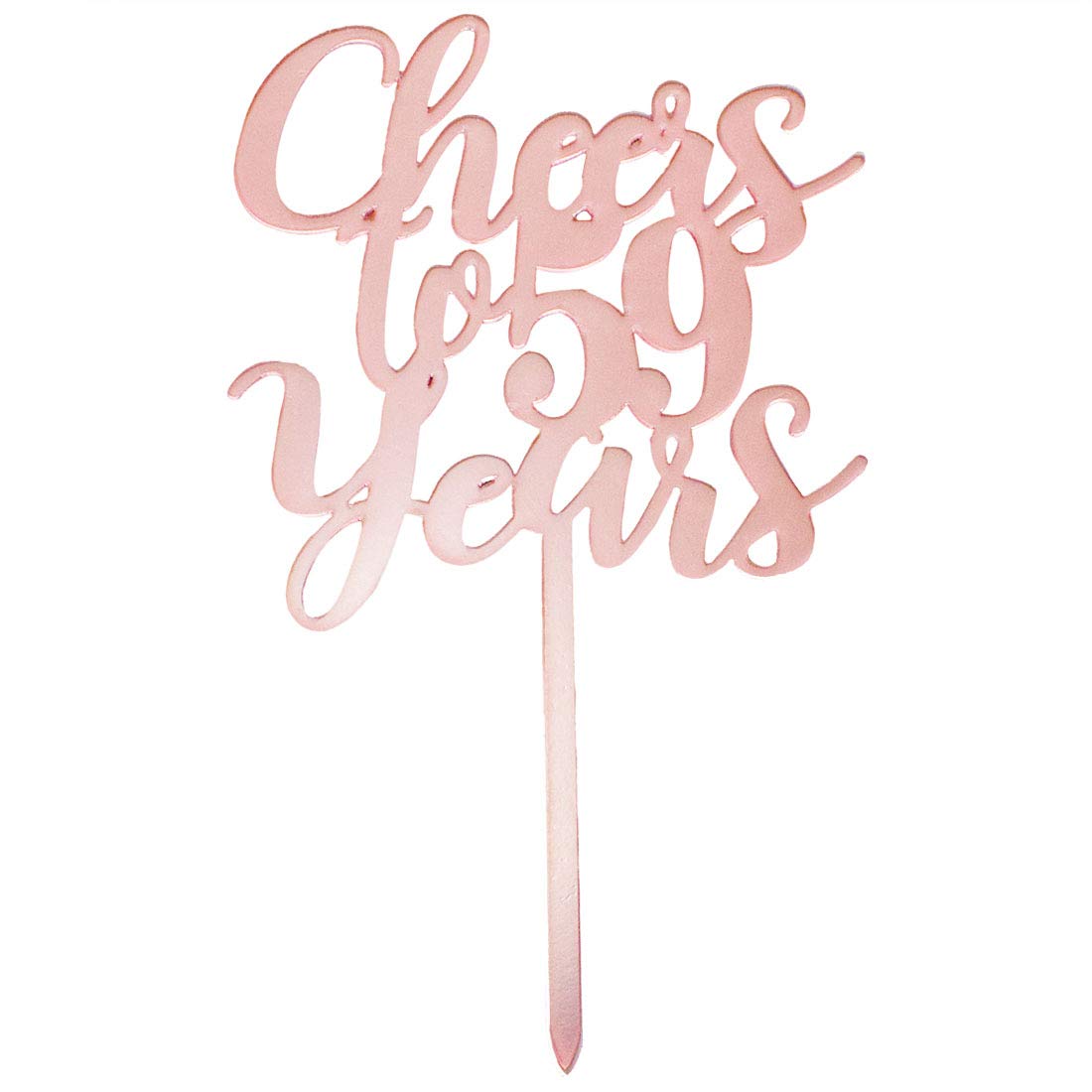 MAGJUCHE Cheers to 59 years cake topper, rose gold Happy 59th Birthday ...