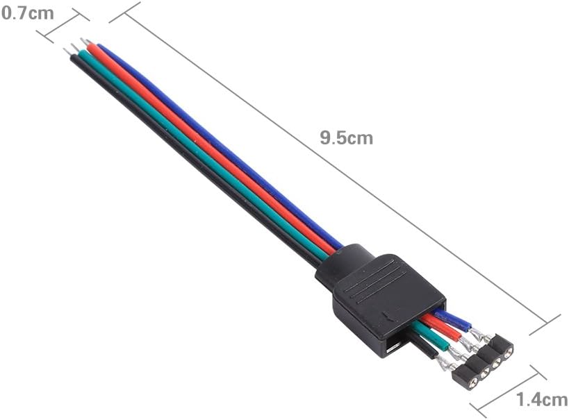 Zerodis 4Pin LED Strip Connector, 10pcs 4Pin Male Female RGB Connector Wire Cable LED Strip ...
