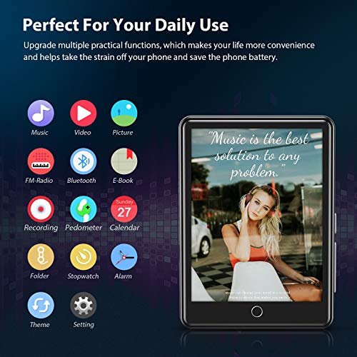 48GB MP3 Player with Bluetooth 5.1,2.8'' Full Touch Screen MP4 Player ...