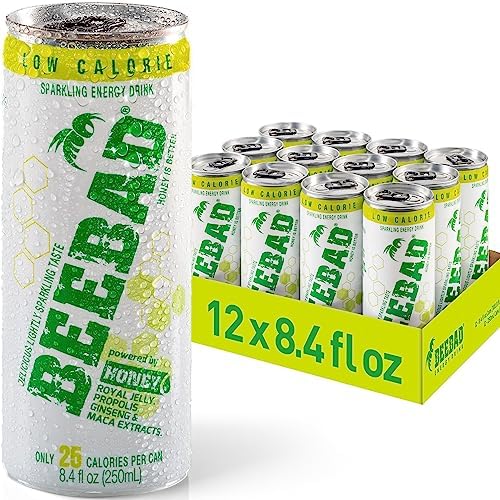 BEEBAD Sparkling Low Calorie Natural Energy Drink Powered by Honey ...