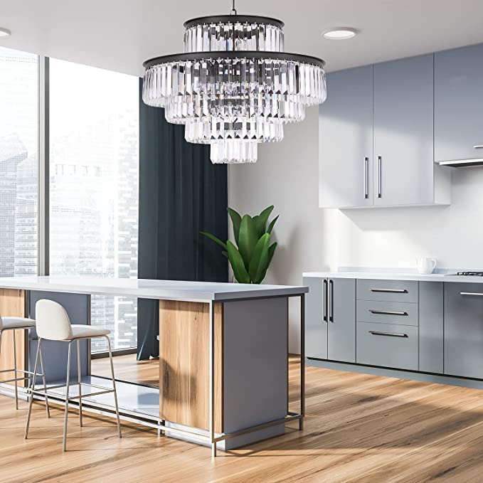 Lt-vt Black Modern Style Crystal Chandeliers & LightsRound Hanging ...