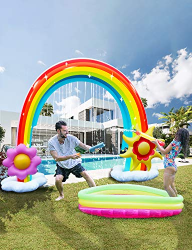 Inflatable Rainbow Sprinkler, More Stable 95'' Summer Outdoor Sprinkler ...