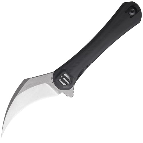 SHIELDON Scythe Pocket Knife 2.55" Stonewashed 154CM Steel Hawkbill ...