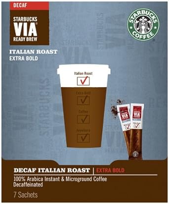 Starbucks VIA Decaffeinated Coffee 7 Sachets (Pack of 12, Total 84 ...