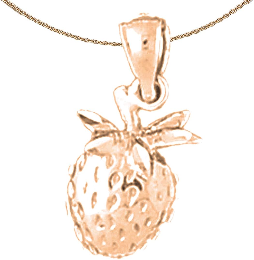Amazon.com: Jewels Obsession Strawberry Necklace | 14K Rose Gold ...