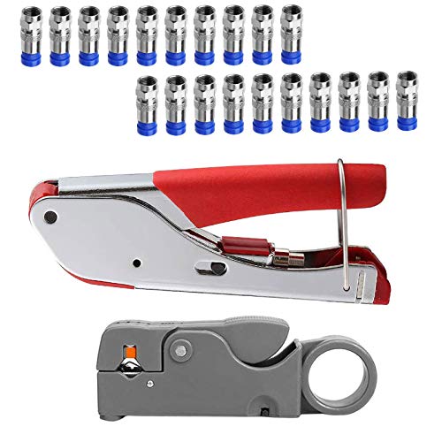 Coax Cable Crimper Coaxial Compression Tool Kit with 20 PCS F ...