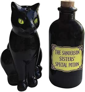 Black cat salt and Pepper Shakers Sanderson Sisters Potion Bottle And ...