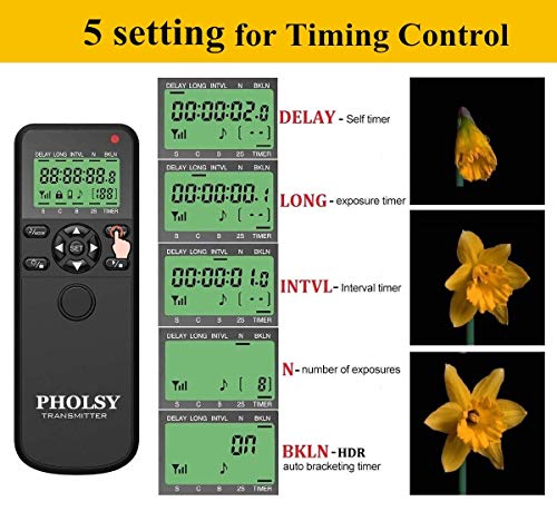 PHOLSY Wireless Timer Remote Control with Intervalometer HDR Compatible with Canon EOS R RP R6 ...