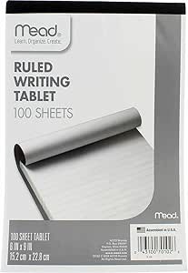 Amazon.com : Mead Ruled Writing Tablet, 100-Sheets, 6" x 9" (Pack of 6 ...