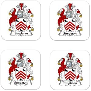 Amazon.com: Singleton Family Crest Square Coasters Coat of Arms ...