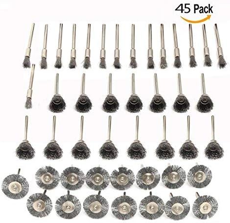 Cisixin 45Pcs Steel Wire Wheels Pen Brushes Set Kit for Rotary Tools ...