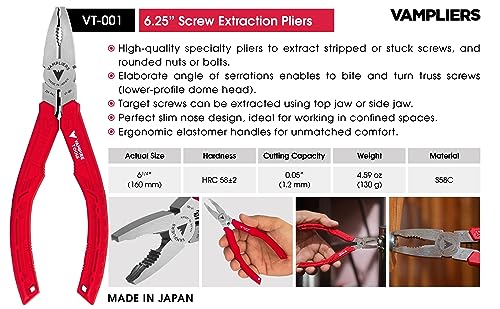VAMPLIERS 6-PC Carbon Steel Screw Extraction Pliers Gift Set. Removes ...