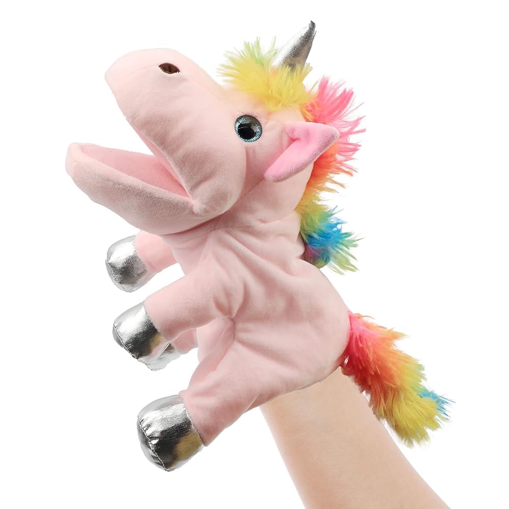 Hopearl Plush Unicorn Hand Puppet with Open Movable Mouth for ...