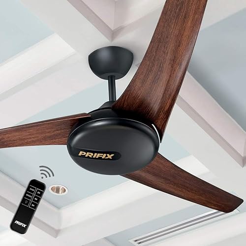سعر Prifix Jumbo Ceiling Fan Wood Remote Number of Ports 5 Brown 1000W ...