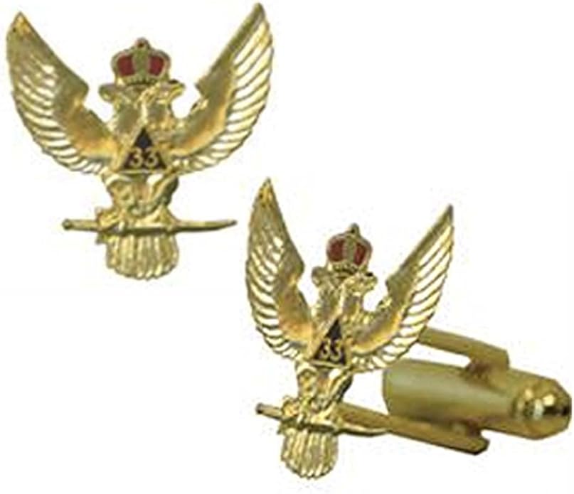 Amazon.com: Scottish Rite 33rd Degree Wings Up Masonic Cuff Links. Gold ...