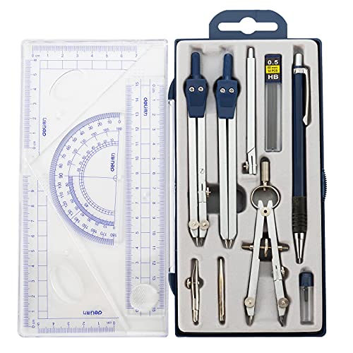 13 Pieces Geometry Set Compass Geometry Tools Math Compass and ...