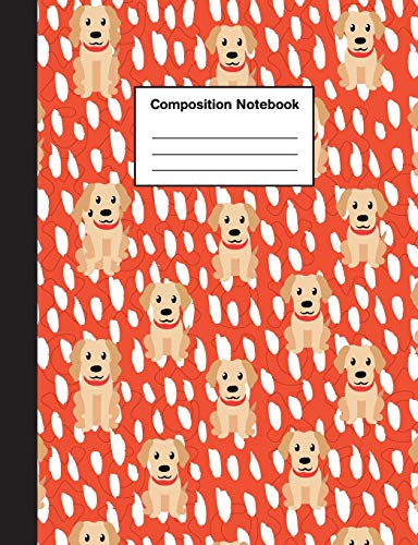 Composition Notebook: Wide Ruled Cute Golden Retriever Puppy | Primary ...