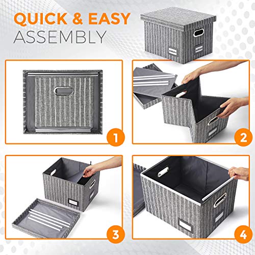 Decorative File Storage Organizer Box Set of 2 - Portable Home & Office ...