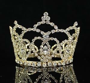 Amazon.com: Janefashions Heart Rhinestone Bun Tiara Mini Crown Party ...