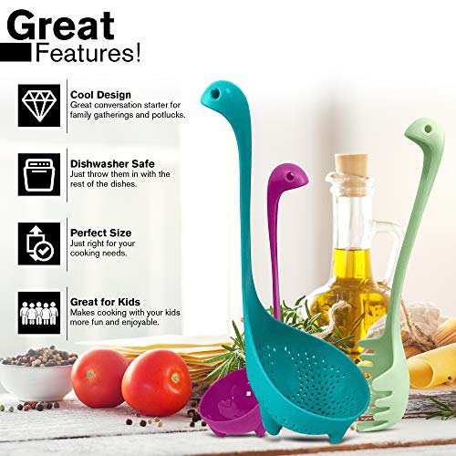 Dinos In The Kitchen Dinosaur Ladle, Colander & Pasta Spoon Set - 3 pcs ...