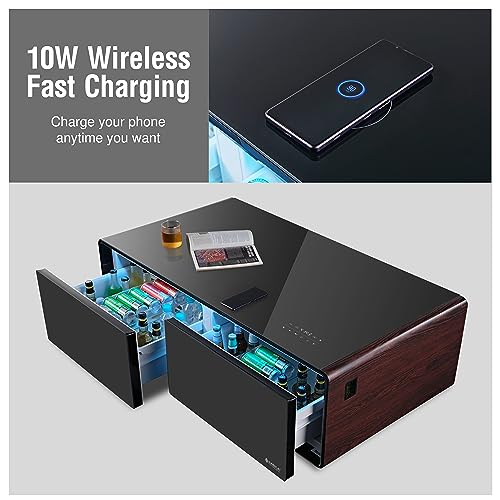 EUREKA ERGONOMIC Smart Coffee Table with Built in Fridge, Living Room ...