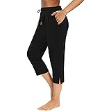 Amazon.com: DIBAOLONG Womens Yoga Pants Capri Wide Leg Comfy Drawstring Loose Lounge Workout ...
