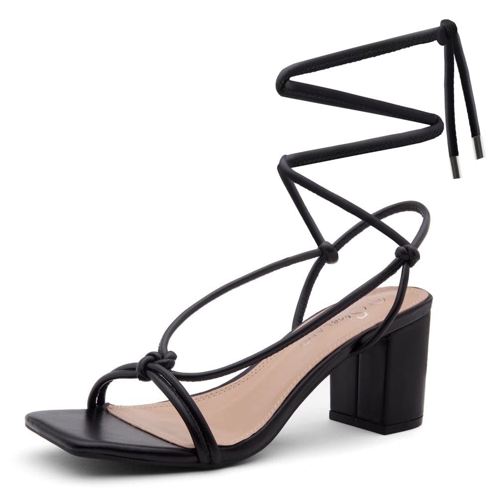 Shoe Land SL-Sweets Women's Lace-Up Chunky Low Heels, Strappy Ankle ...