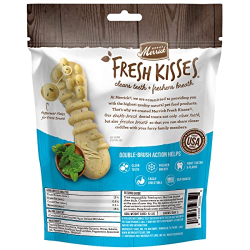Merrick Fresh Kisses Oral Care Dental Dog Treats For Dogs Extra Small ...