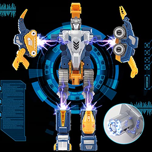 Dinosaur Construction Trucks Vehicle Toy Rescue Bot Magnetic Set, Transform to Big Robot 5-in-1 ...