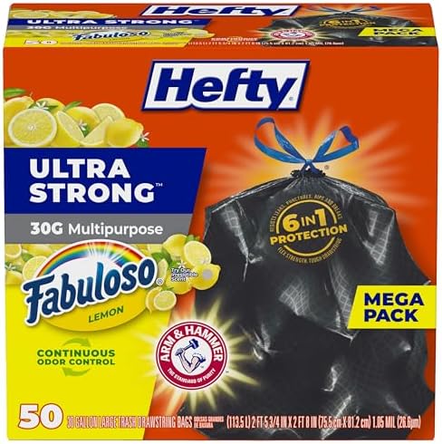 Hefty Ultra Strong Multipurpose Large Trash Bags, Black, Fabuloso Lemon ...