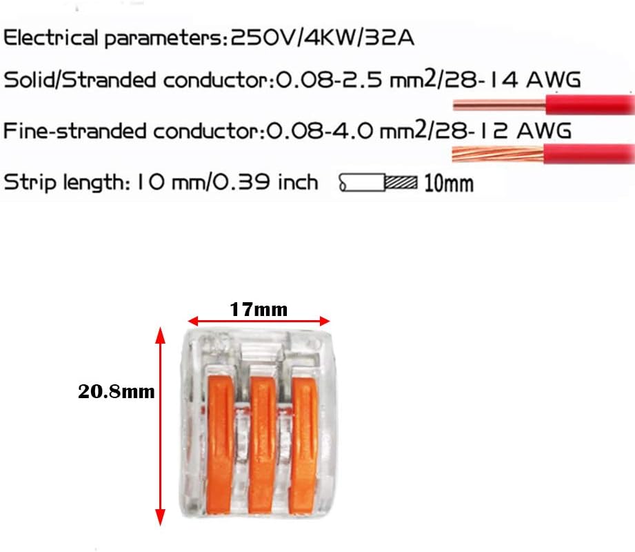 Compact Wire Connectors,CTRICALVER Electrical Connector Blocks 15 pcs 3 ...