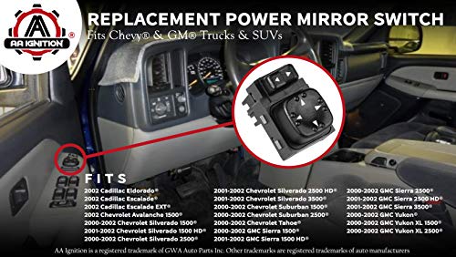 Power Mirror Switch - Replaces 901124, 15045085, 19259975 - Fits 2000 ...