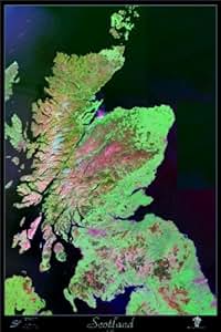 Amazon.com: Scotland satellite map, print, poster, photo from space: 24 ...