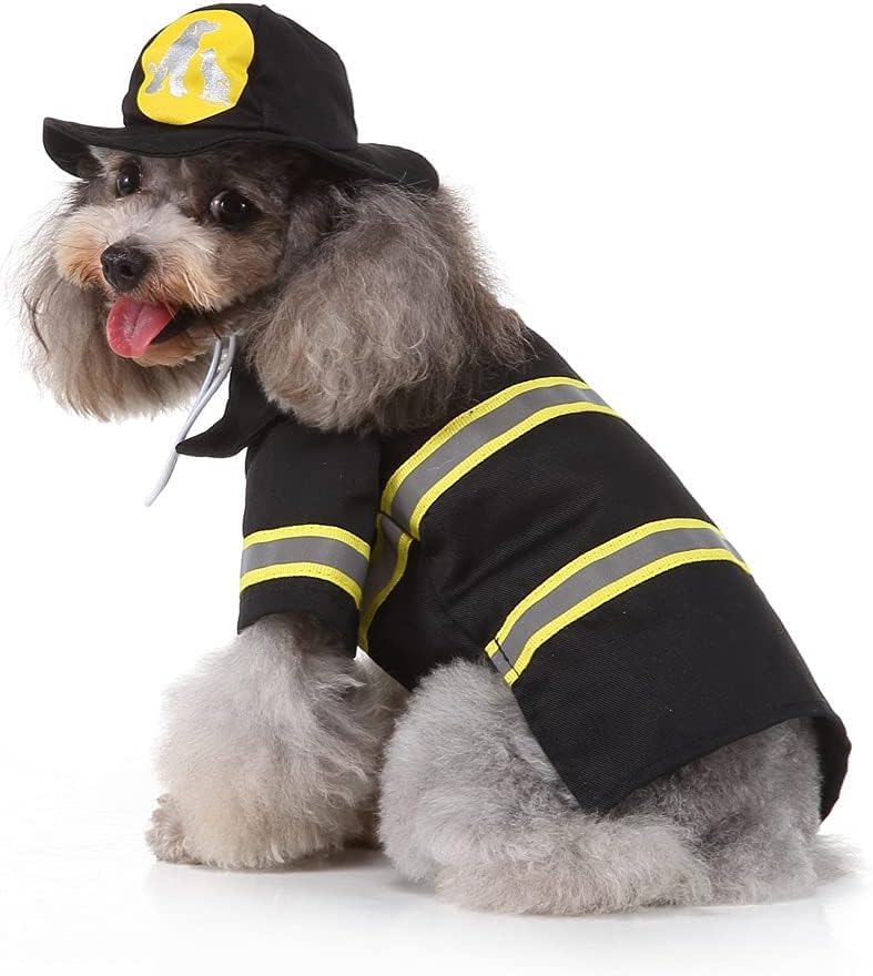 Firefighter Dog Costume Halloween Pet Fireman Costume, Dog Cosplay ...
