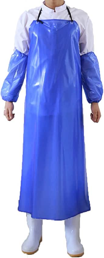 Amazon.com: Elebox Blue PVC Apron Sleeve Bib Apron, Utility Apron ...