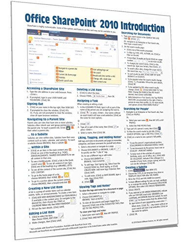 Microsoft SharePoint 2010 Quick Reference Guide: Introduction (Cheat ...
