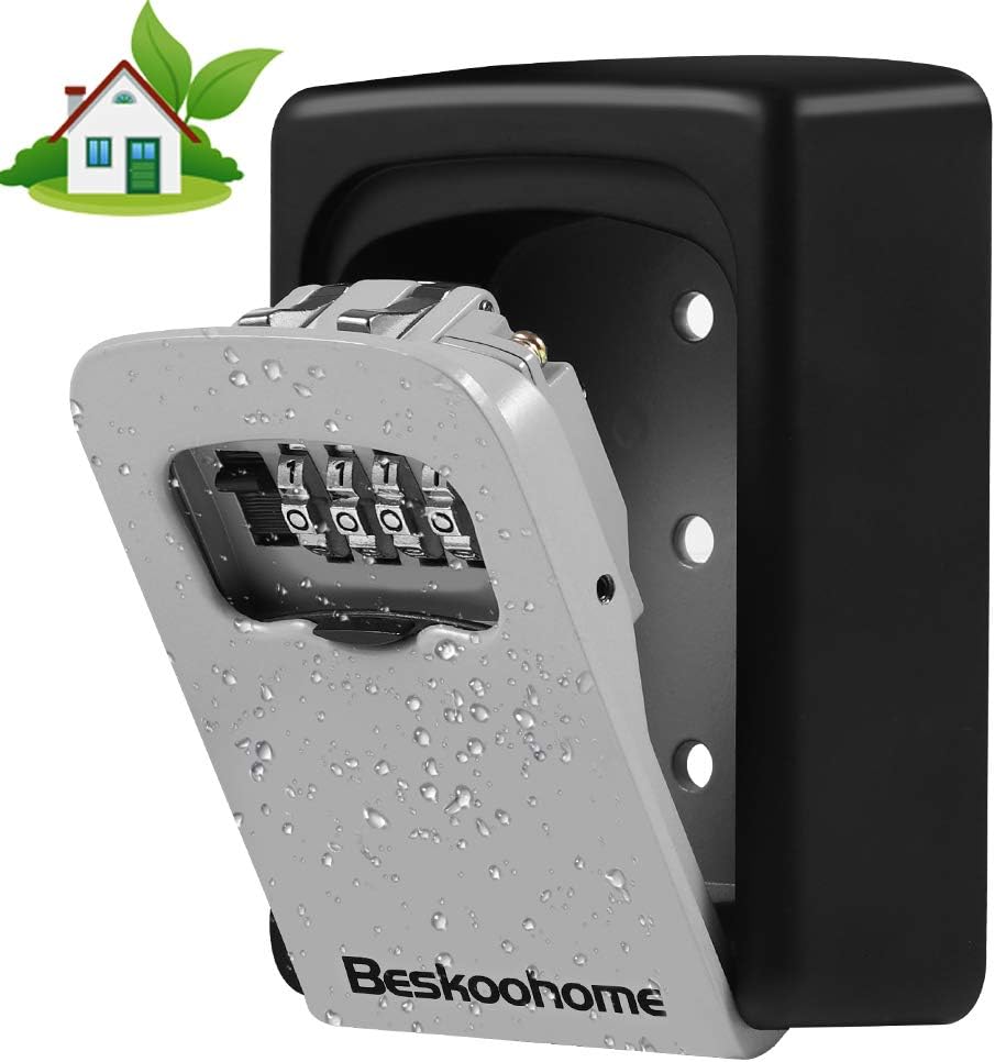 Key Safe Wall Mounted Lockbox - BeskooHome Waterproof Combination Key ...