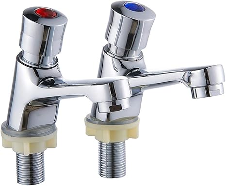 1Pair Self Closing Bathroom Basin Sink Taps Press Water Saving Time ...