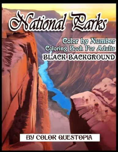 National Parks BLACK BACKGROUND Color By Number Coloring Book For ...