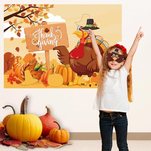 VOCOOL Thanksgiving Games for Kids Pin The Hat on The Turkey ...