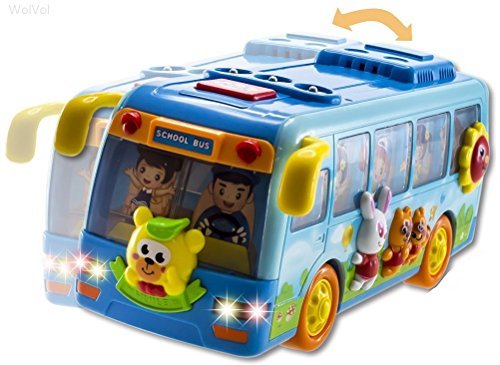 WolVol Shaking Blue Mini School Bus Toy for Toddlers Boys and Girls ...