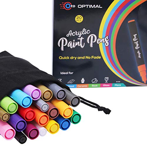 Acrylic Paint Markers - Set of 20 Markers - 16 x Medium Tip Marker & 4 ...