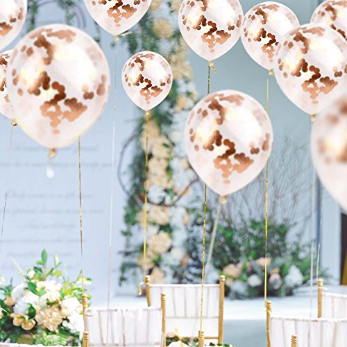 ZSNICE 22 Pack Rose Gold Balloons Huge Size 18inch Confetti Latex ...
