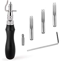 Leather Groover Tool(Black), 7 in 1 Pro Adjustable Stitching Groover ...