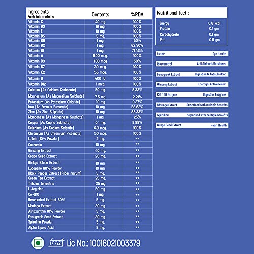 Azani Active Nutrition Multivitamin Tablets for Men | Vitamin C ...