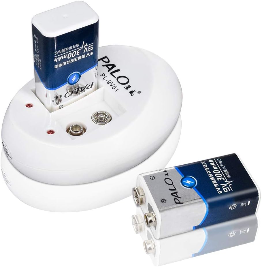 PALO 9V NiMH/NiCD Battery Charger with 2 Pack 300mAh 9V Ni-MH ...