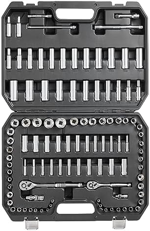 VEVOR Socket Set, 1/4 and 3/8" Drive Socket and Ratchet Set, 6-Point ...